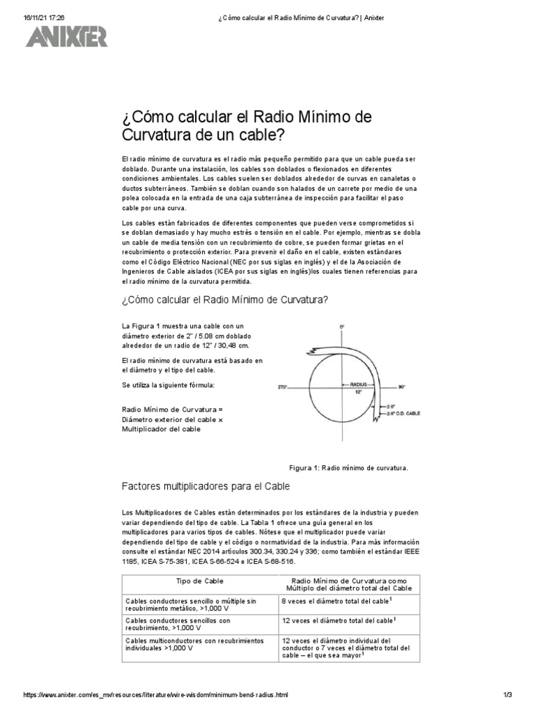 Cálculo del Radio Mínimo de Curvatura | PDF | Ingenieria Eléctrica ...