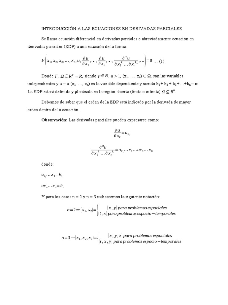 Introducción a Ecuaciones en Derivadas Parciales | PDF | Ecuación diferencial parcial ...