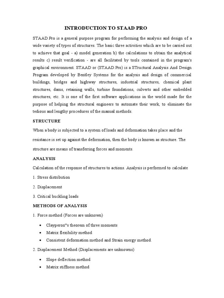 An Introduction to Structural Analysis Using STAAD Pro | PDF | Truss ...