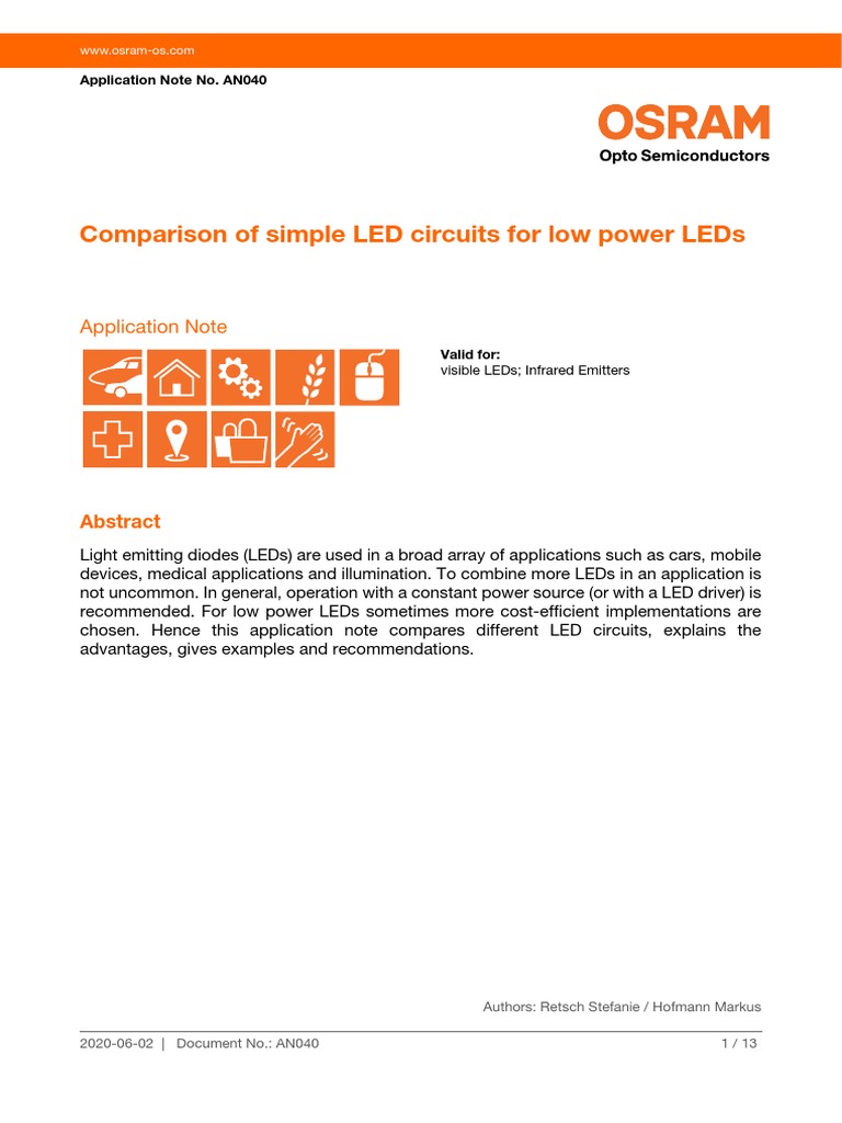 Comparison of Simple LED Circuits For Low Power LEDs | PDF | Light ...