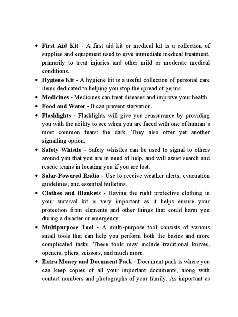 Emergency Kit | PDF