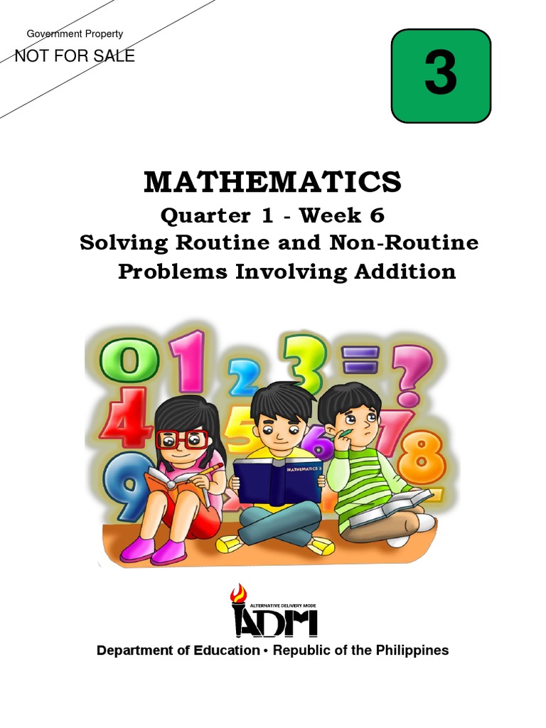 Module 6 Solving Routine Non Routine Problems Involving Addition Download Free Pdf Law And 