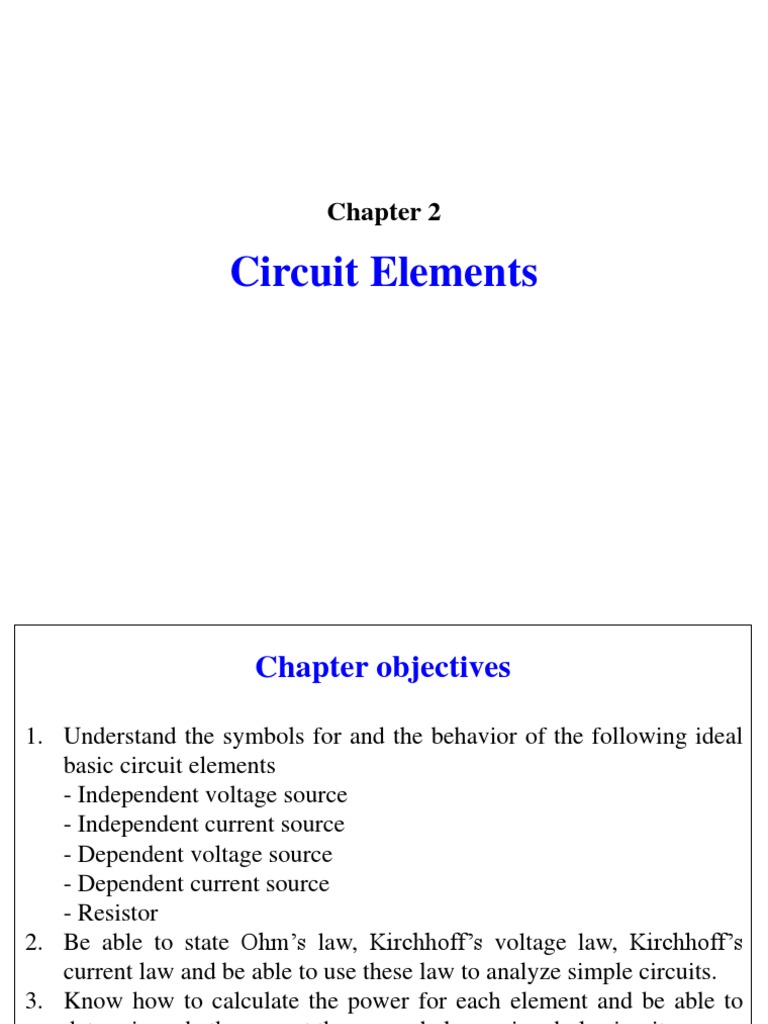 Chapter 2 Circuit Elements NLH | PDF | Electrical Network | Electrical ...