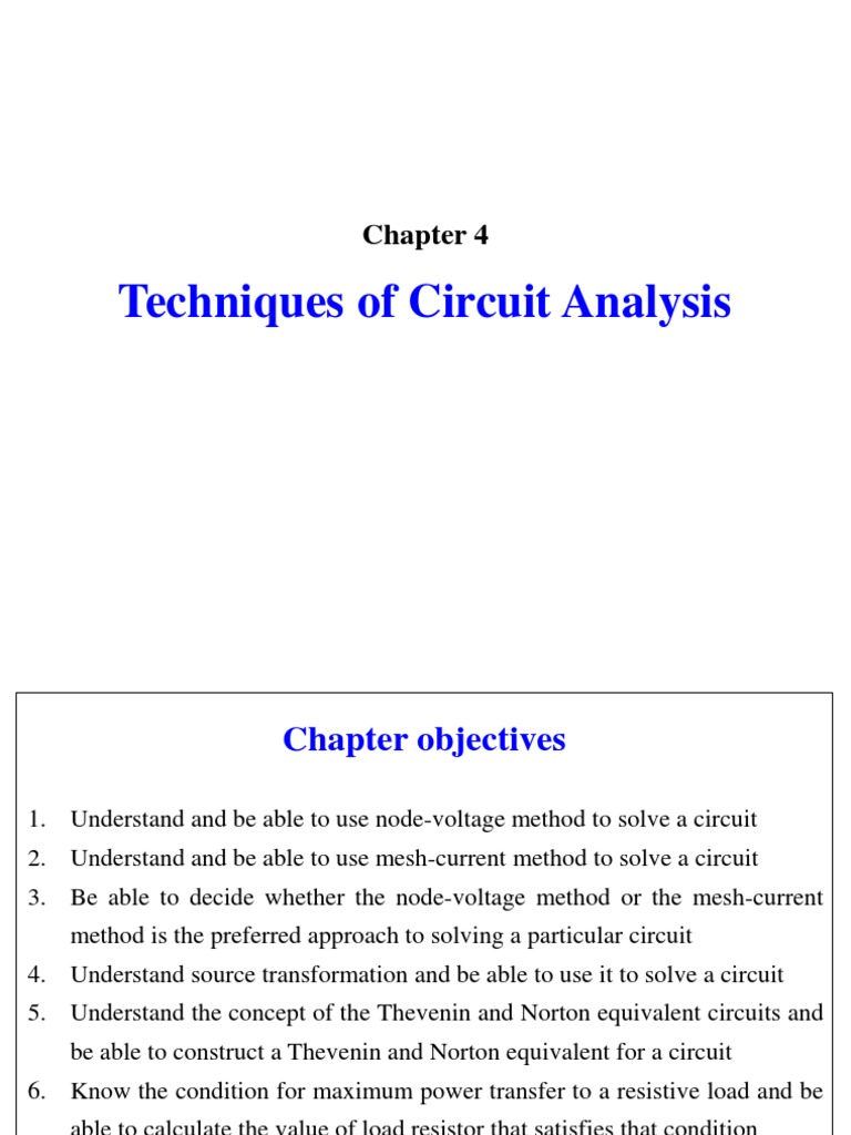 Chapter 4 - Techniques of Circuit Analysis - NLH | PDF | Electrical ...