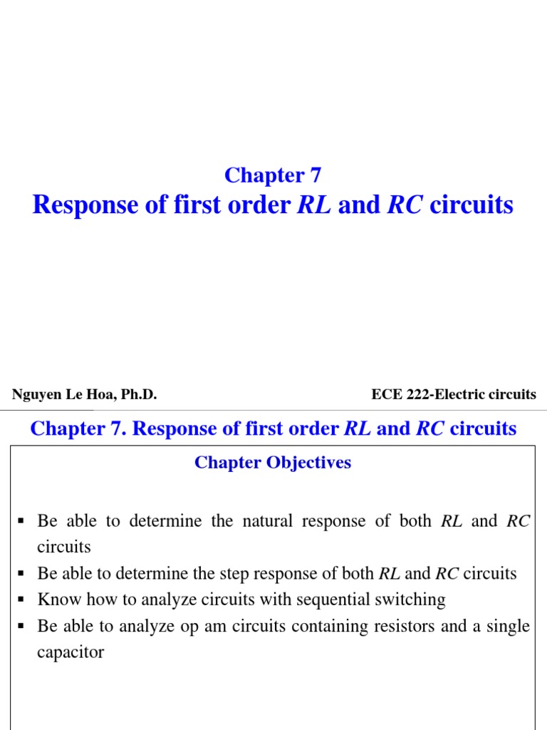 Chapter 7 - Responses of 1st Order RL-RC Circuits - NLH | PDF