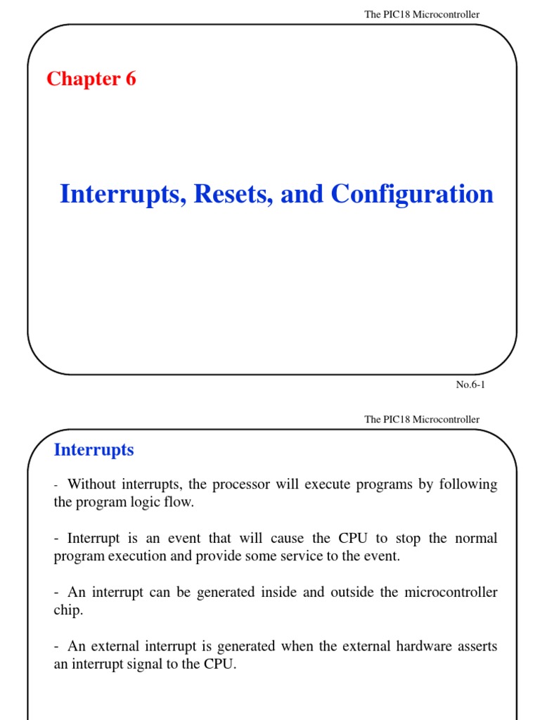 Chapter 6 Lecture 9 Interrupt Reset Pdf Central Processing Unit Microcontroller 