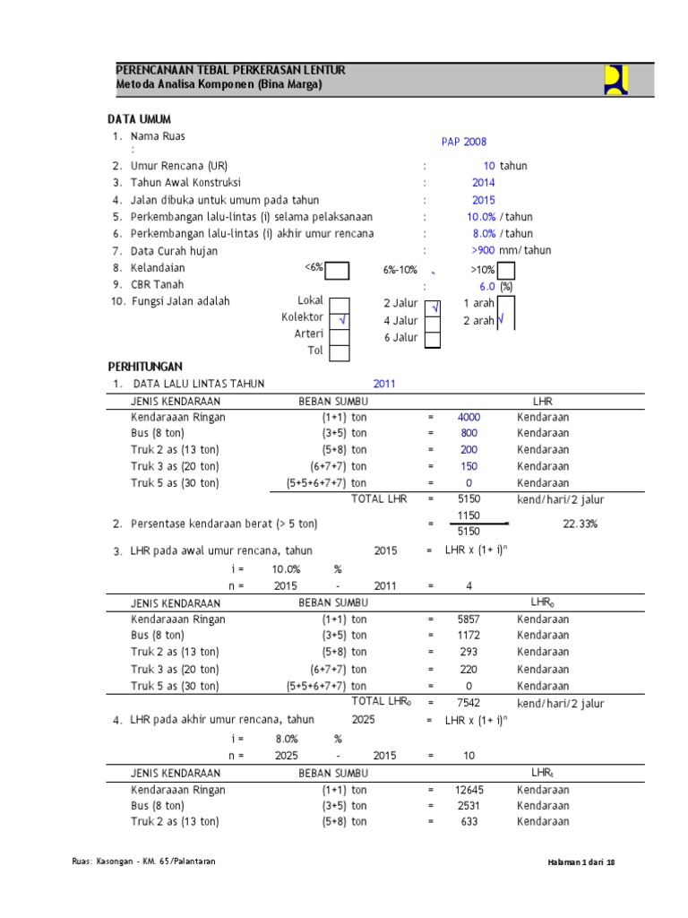 Contoh Perhitungan Tebal Perkerasan | PDF