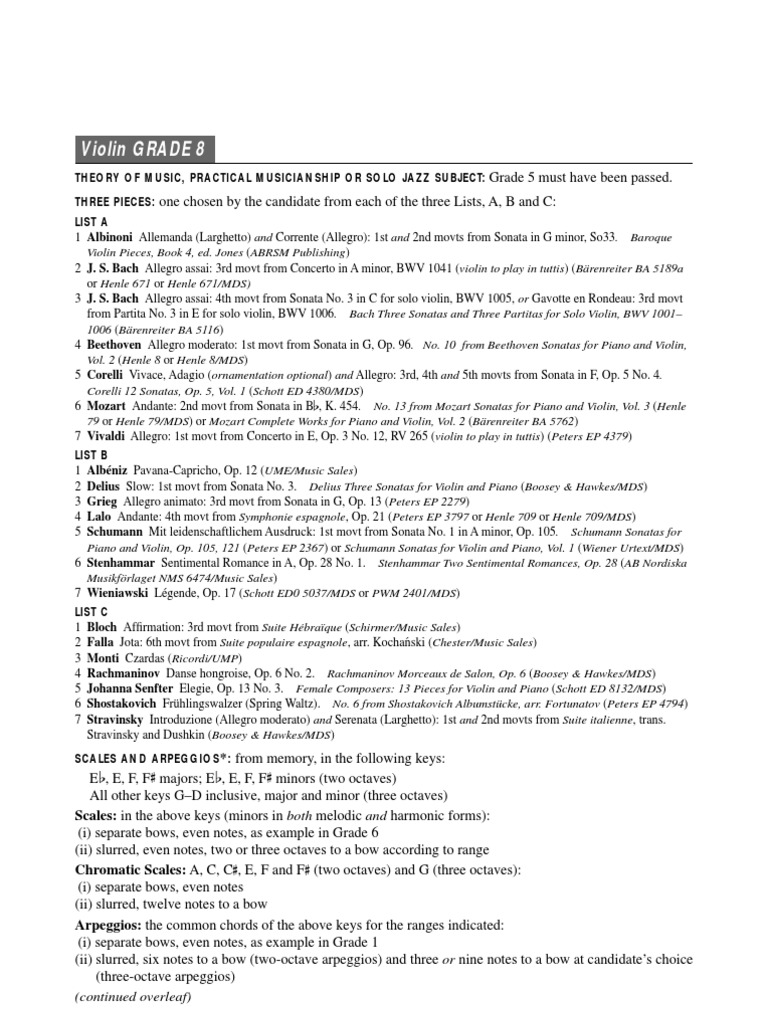Grade 8 Violin Theory and Sight-Reading Exam | PDF | Scale (Music ...