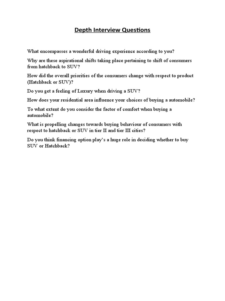 Depth Interviwew Questions | PDF