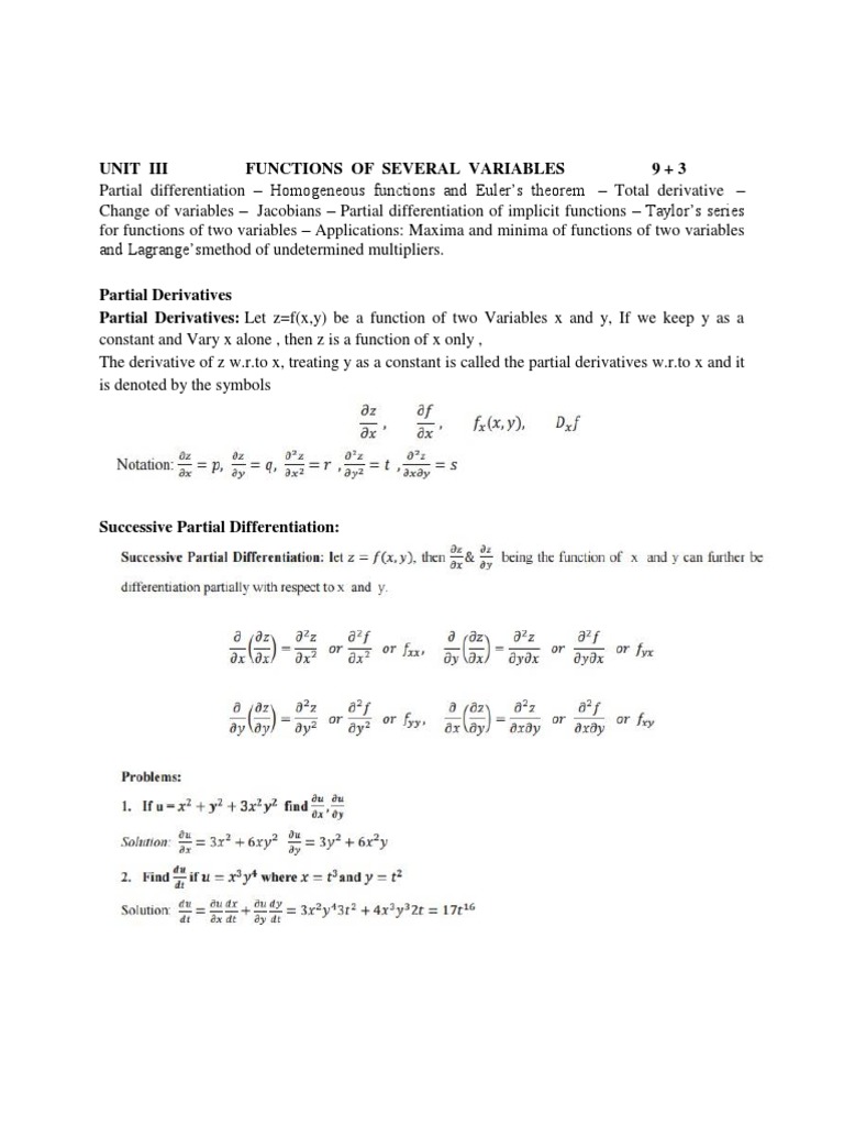 Multivariable Calculus Essentials | PDF | Derivative | Integral