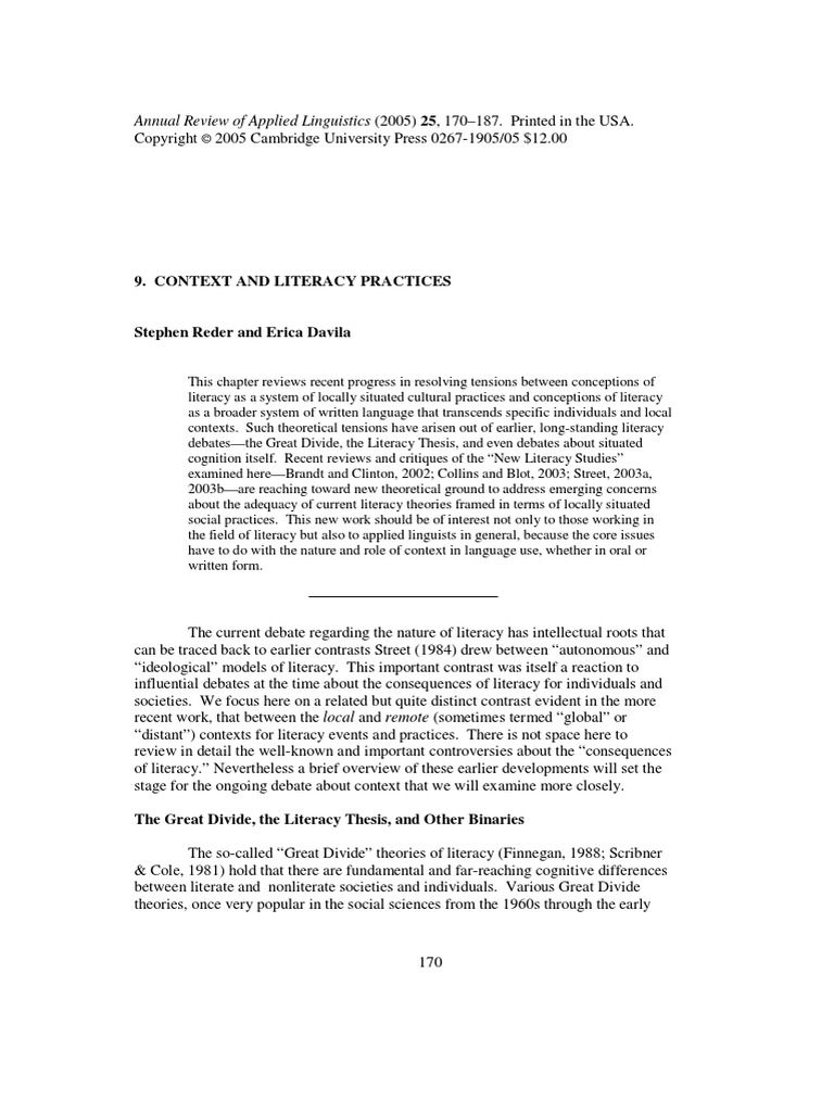 The Great Divide | PDF | Literacy | Cognitive Science