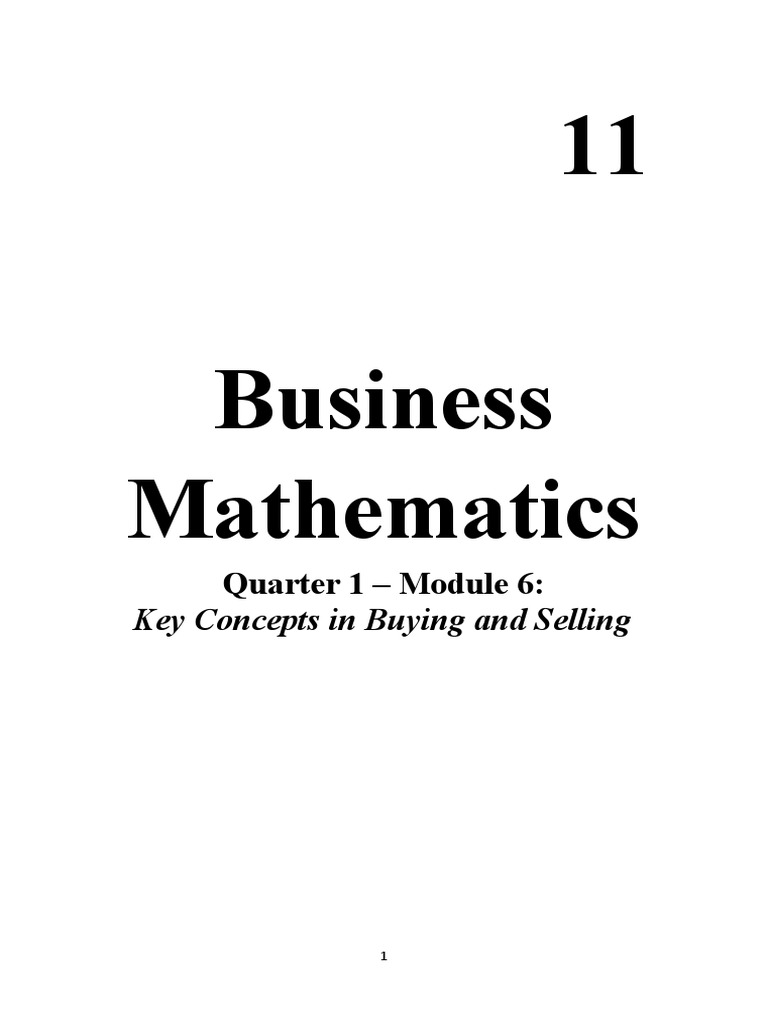 Business Mathematics (Module 6) | PDF | Learning | Business