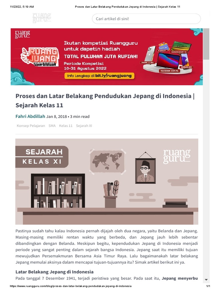 Proses Dan Latar Belakang Pendudukan Jepang Di Indonesia - Sejarah Kelas 11 | PDF | Ilmu Sosial ...