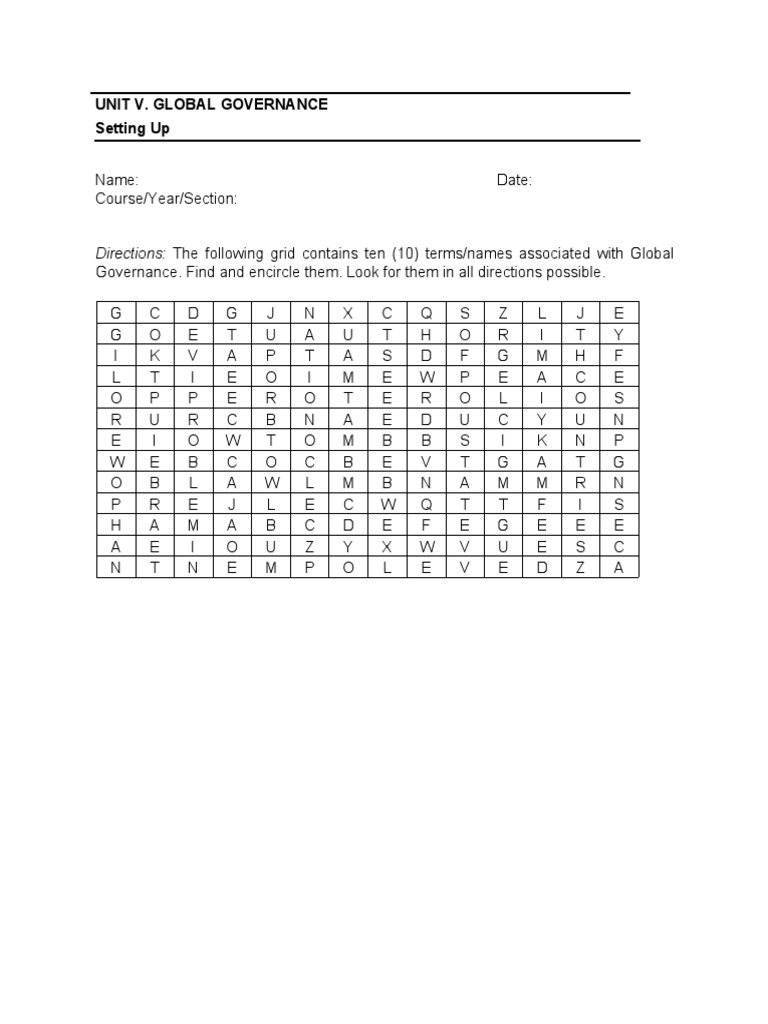 Gen Ed 3 Activity Sheets | PDF | United Nations | International Relations