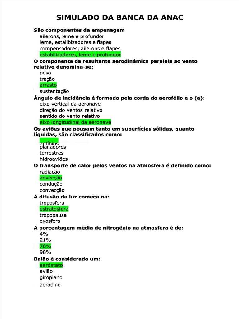 PDF Prova Anac DD | PDF | Aileron | Avião