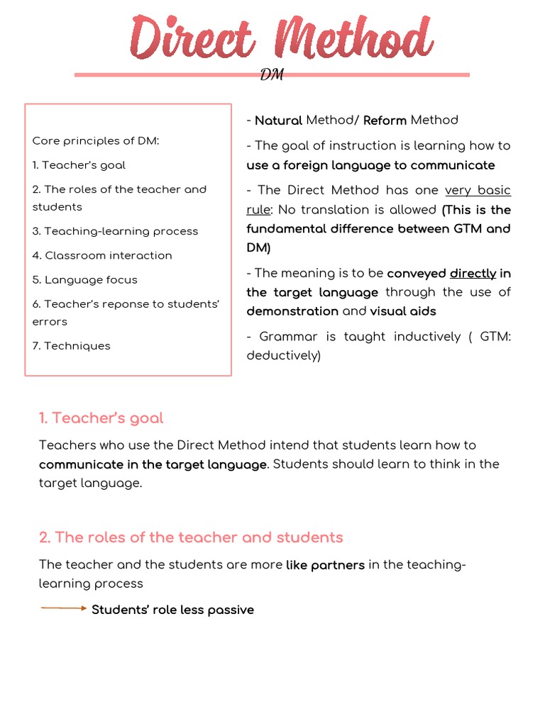 DM Direct Method | PDF | Second Language | Teachers