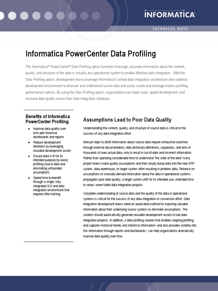 Informatica Powercenter Data Profiling: Assumptions Lead To Poor Data ...