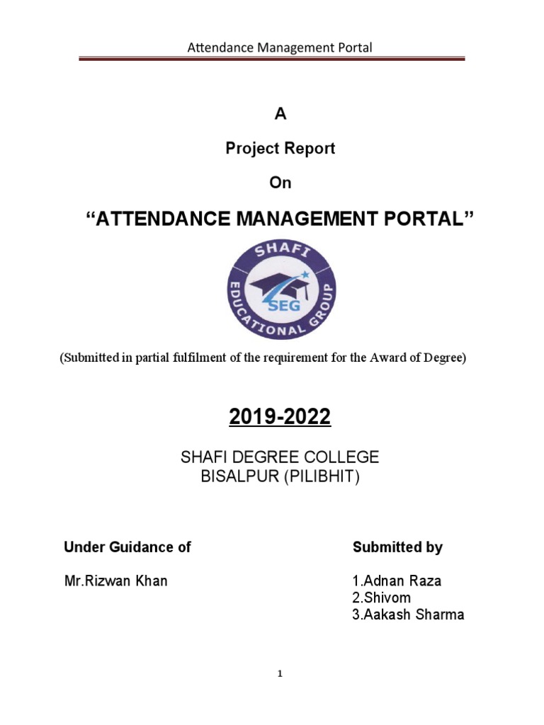 "Attendance Management Portal": A Project Report On | PDF | C Sharp ...