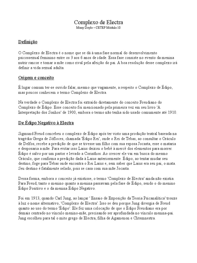 Electra | Download grátis PDF | Sigmund Freud | Histeria