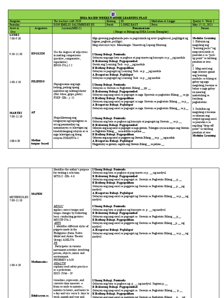 WHLP GR3 Q4 w1 | PDF