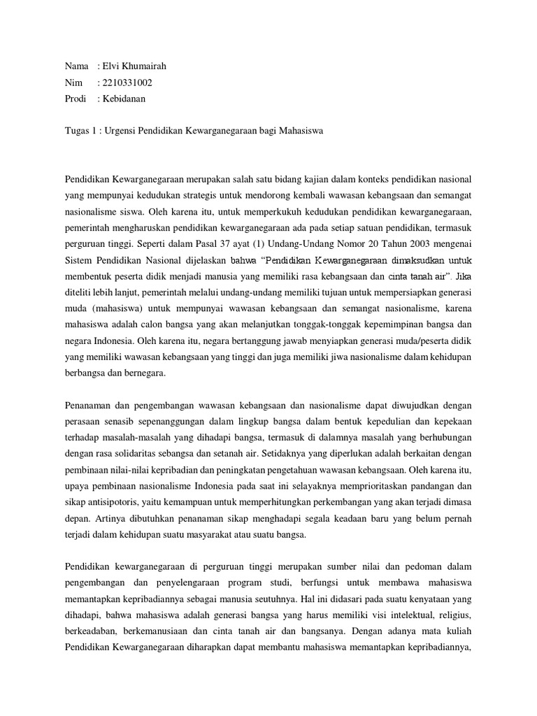 ELVI KHUMAIRAHurgensi Pendidikan KWN | PDF