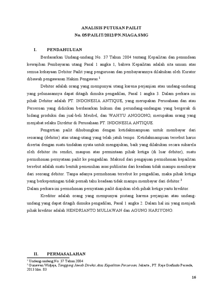 Analisis Putusan Pailit | PDF