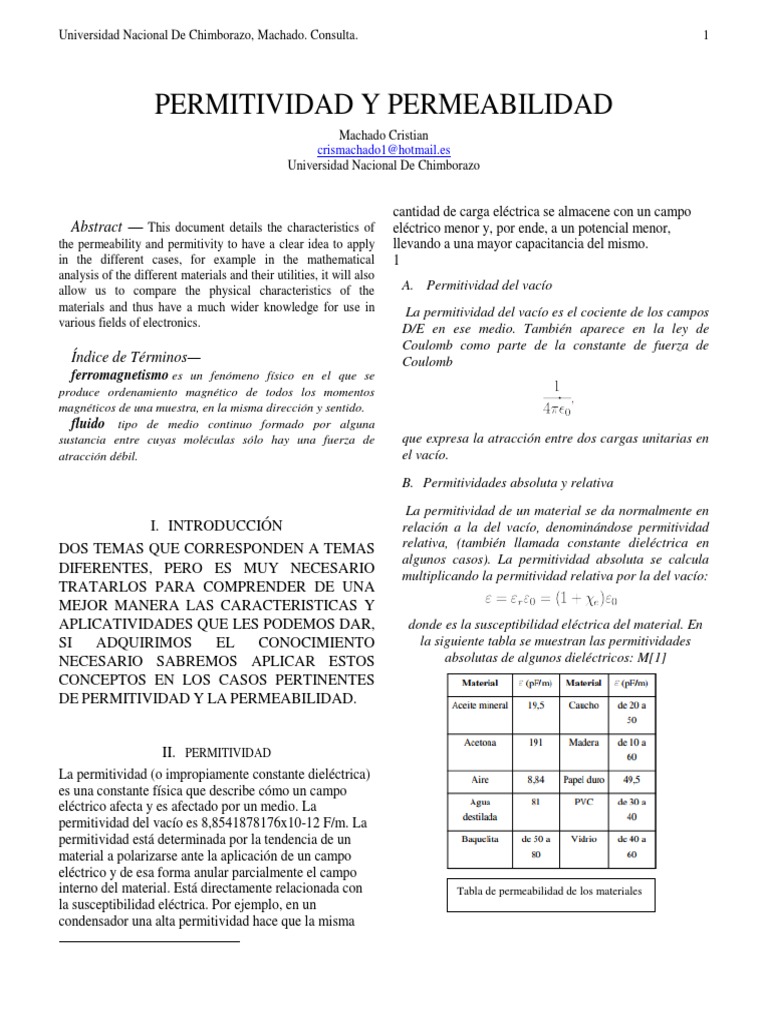 Permitibidad y Permeabilidad | PDF | Permisividad | Permeabilidad ...