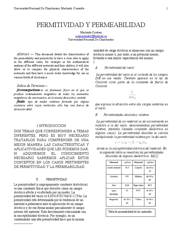 Permitibidad y Permeabilidad | Descargar gratis PDF | Permisividad ...