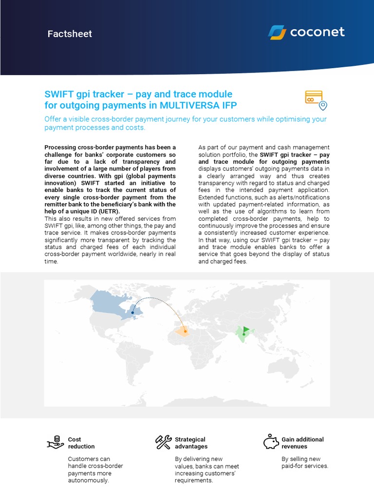 CoCoNet Factsheet SWIFTgpi Payandtrace MULTIVERSA IFP en | PDF | Banks ...