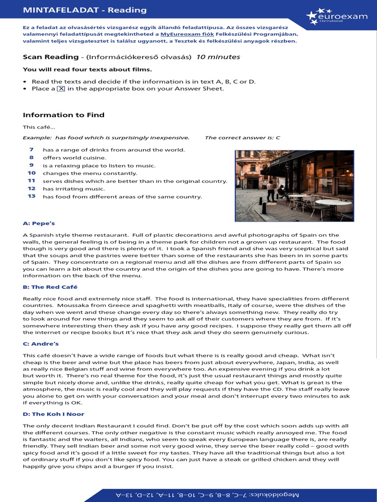 Scan Reading Exercise about Films - Provides information to find about ...