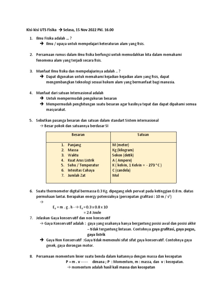 Kisi Kisi Fisika | PDF
