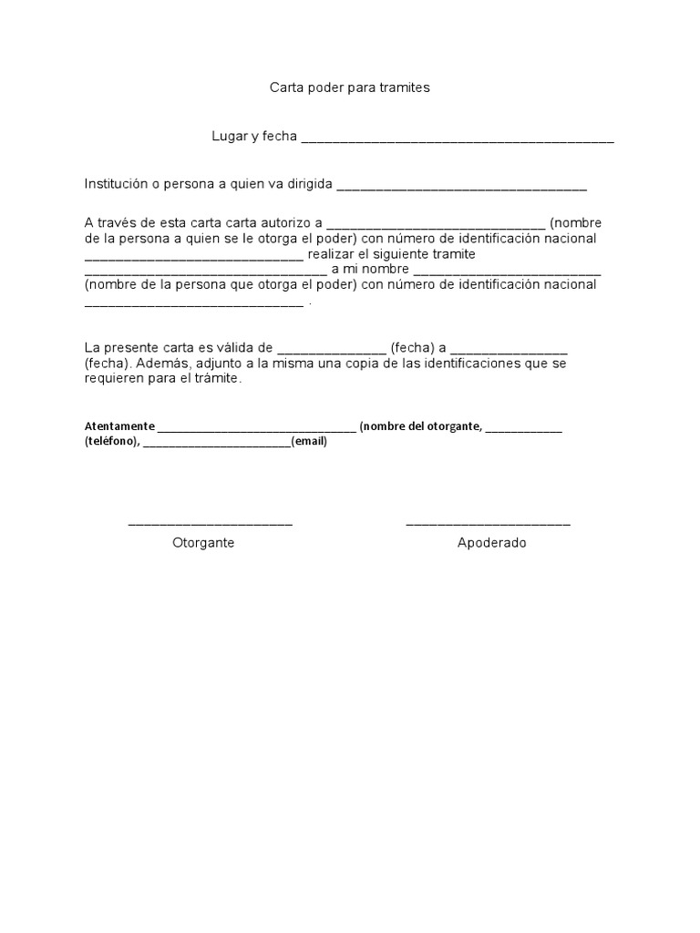 Formato de Carta Poder para Trámites | PDF | Política