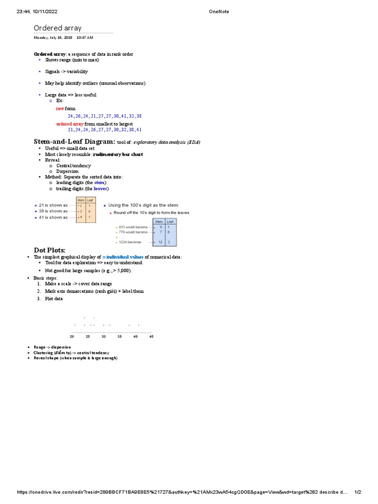 Ordered Array: Stem-and-Leaf Diagram | PDF