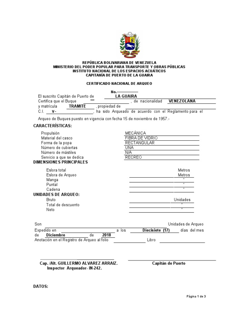 Certificado de Arqueo de Buque | PDF | Embarcación | Envío