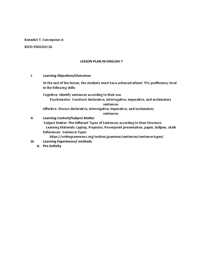 Educ 205 Behaviorist Teaching Methods Lesson Framework | PDF | Question ...