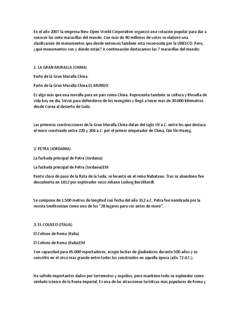 Siete Maravillas del Mundo Moderno | PDF