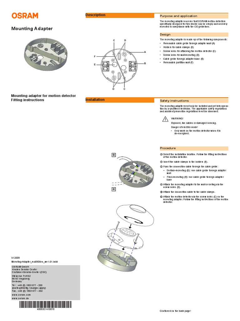 Mounting Adapter Technical Instructions | PDF | Electricity ...