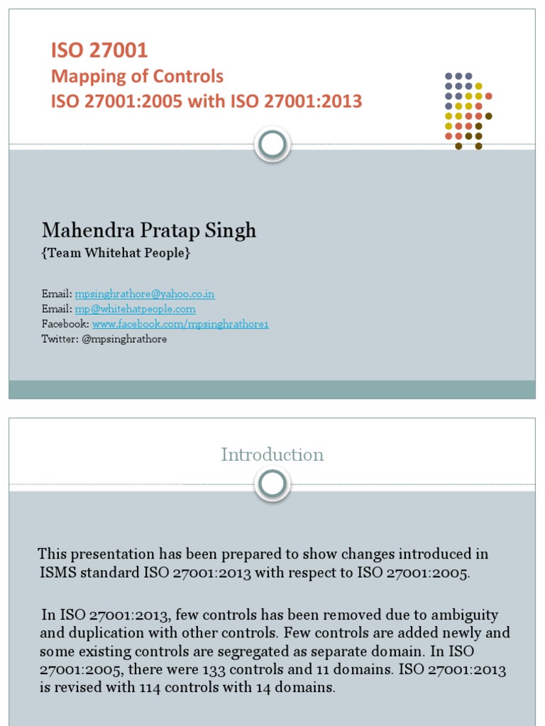 Mapping of ISO 27001 2005 With ISO 27001 2013 | PDF