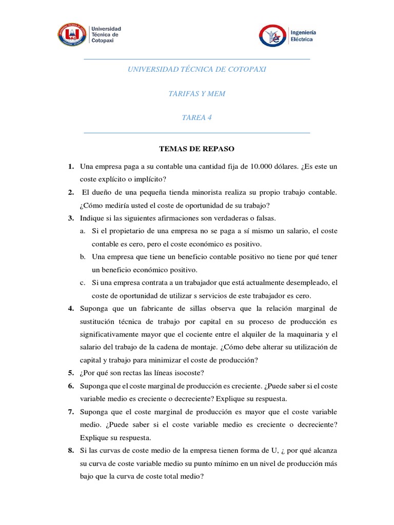 Tra Pra 1 4 | PDF | Costo marginal | Economias