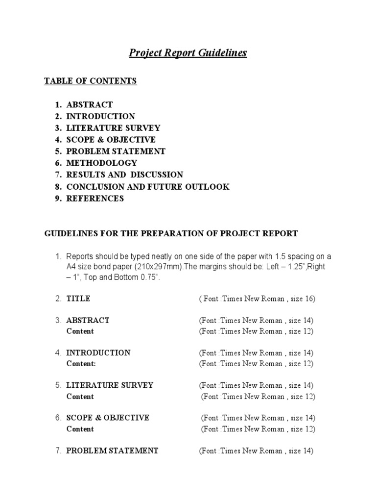Project Report Document Guide Lines | PDF