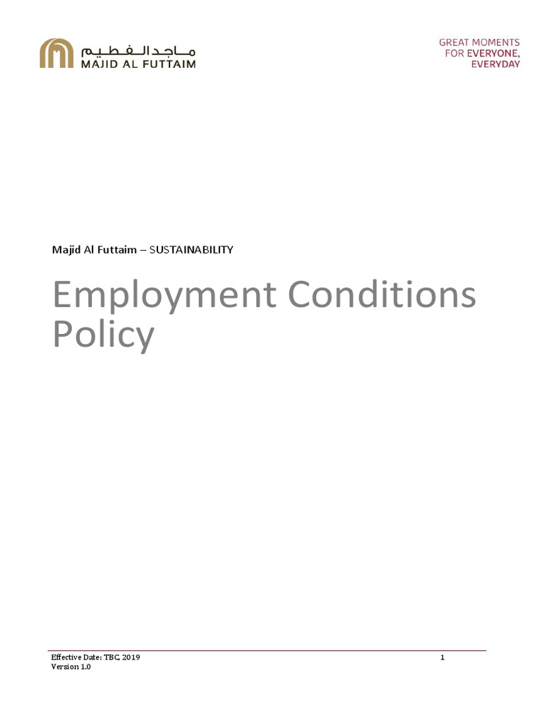 Employment Conditions Policy - Final | PDF | Cost Of Living | Employment