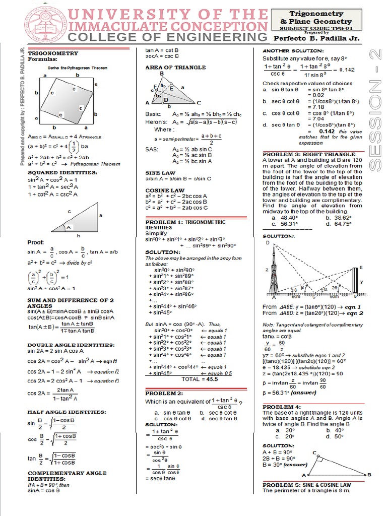 Module 2 - Plane Geometry and Trigonometry | PDF