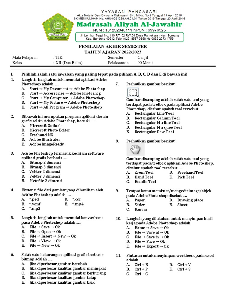 Soal Pas Tik Kelas 12 | PDF
