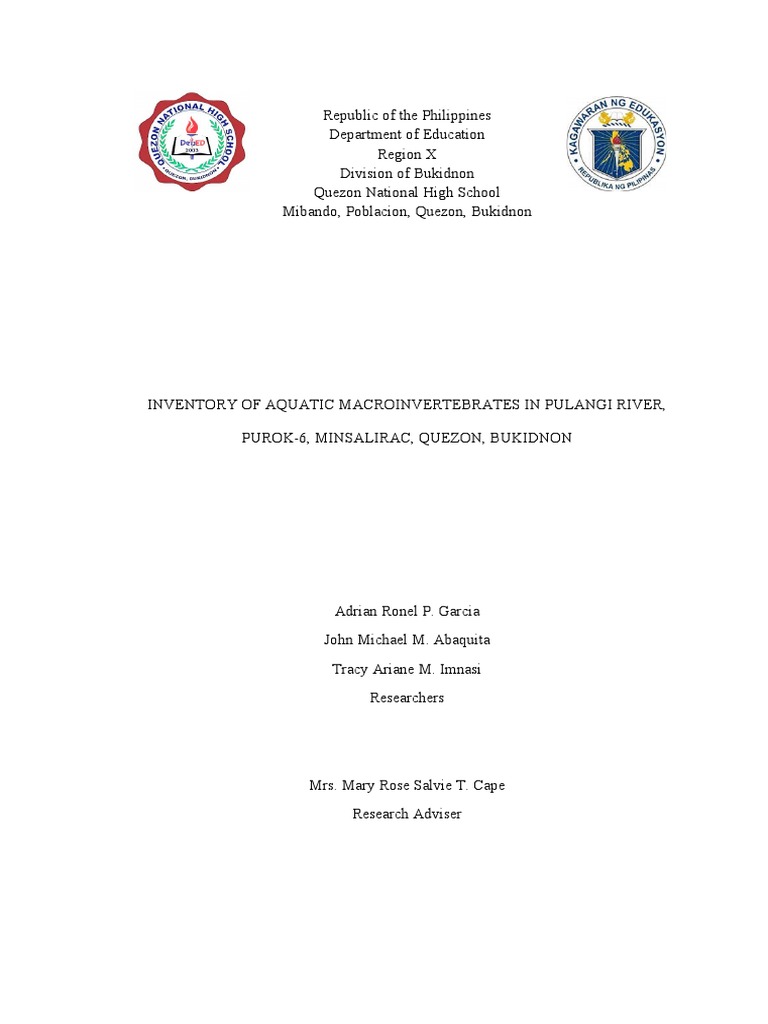 Aquatic Macroinvertebrates in Pulangi River | PDF | Water Quality | Wetland