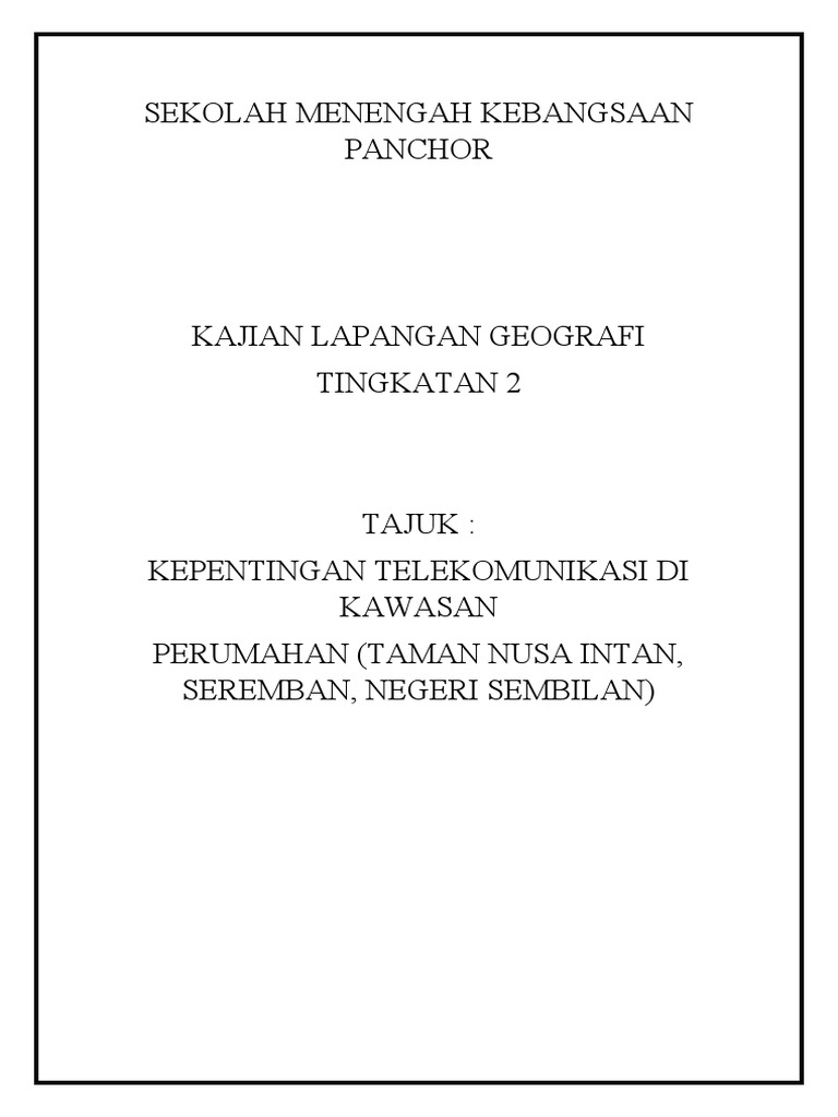Kajian Lapangan Telekomunikasi Geografi 2 Arif 2022 | PDF
