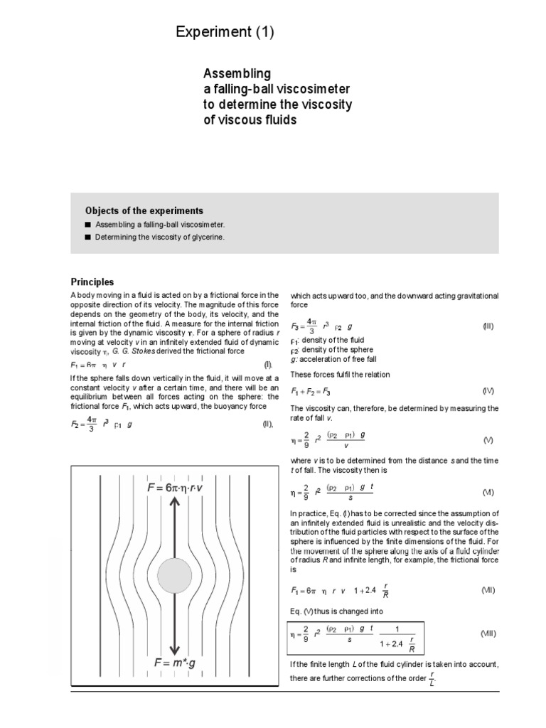 Exp 1 | PDF | Force | Viscosity