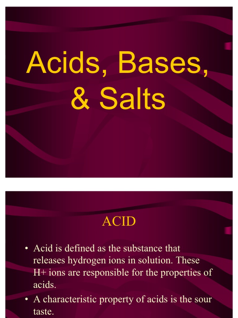 Acids, Bases, & Salts | Sodium Bicarbonate | Acid