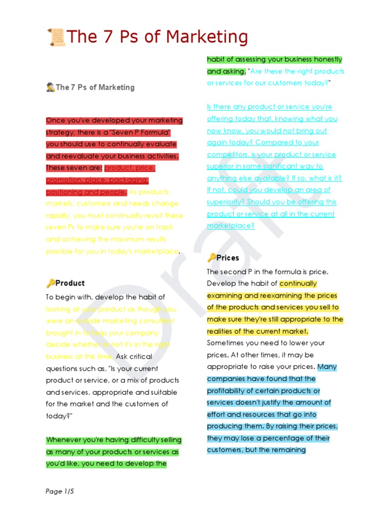 The 7 Ps of Marketing | PDF | Sales | Marketing