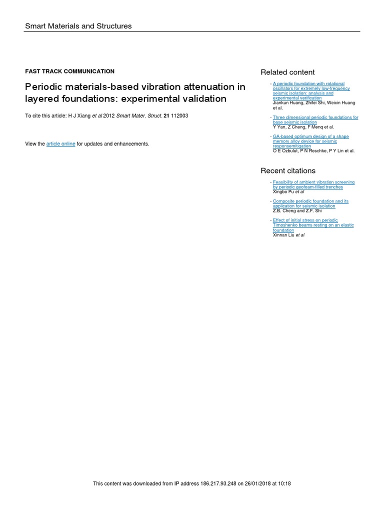(Xiang H. J. Et Al 2012) Periodic Materials-Based Vibration Attenuation ...