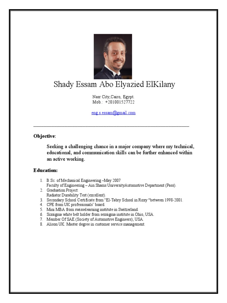 Eng. Shady Essam CV | PDF | General Motors | Performance Appraisal